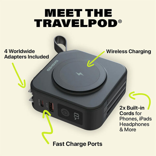 Dashed TravelPod® (5-in-1 Travel Charger) | 10,000mAh Universal Powerbank