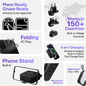 Dashed TravelPod® (5-in-1 Travel Charger) | 10,000mAh Universal Powerbank